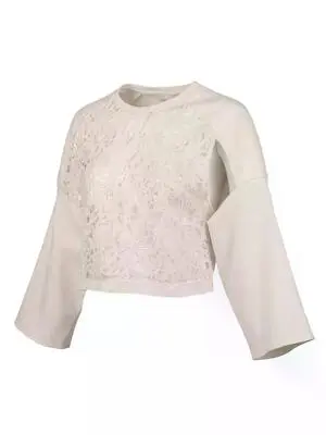 Valentino Garavani Lace-panel Cropped Sweatshirt