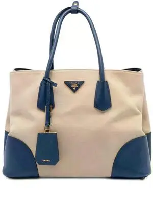 Prada Large Canapa And Saffiano Double Satchel