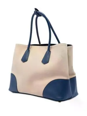 Prada Large Canapa And Saffiano Double Satchel