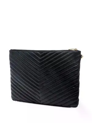 Saint Laurent Quilted Chevron Leather Monogram Document Holder