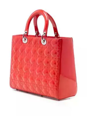 Dior 2010 Large Patent Cannage Lady Satchel - Red