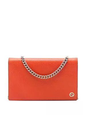 Gucci Leather Betty Wallet On Chain Crossbody Bag - Orange