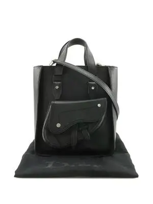 Dior 2010-2016 Mini Grained Calfskin Saddle Tote Satchel - Black