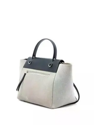 Celine 2016 Mini Canvas And Leather Belt Bag Satchel - Black