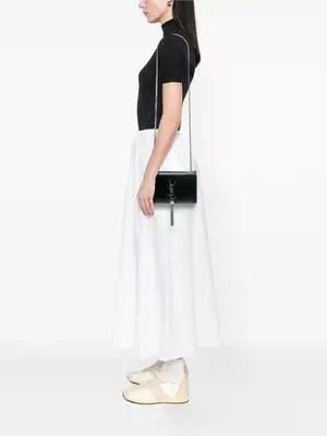 Saint Laurent Croc Embossed Monogram Kate Tassel Wallet On Chain