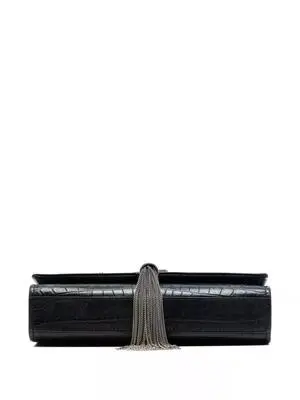 Saint Laurent Croc Embossed Monogram Kate Tassel Wallet On Chain