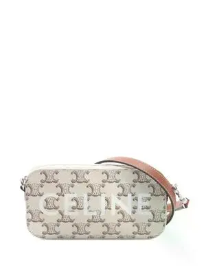 Celine Triomphe Coated Canvas Horizontal Pouch - White