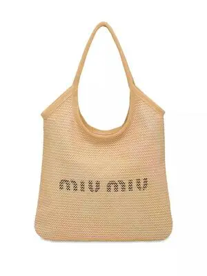 Miu Miu Logo-print Raffia Tote