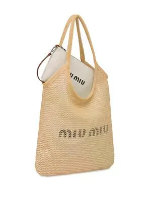 Miu Miu Logo-print Raffia Tote