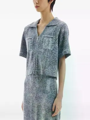 CRUSH COLLECTION Zip-up Short-sleeve Cardigan