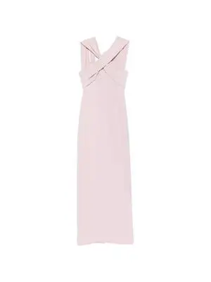 Solace London Petal Halterneck Draped-scarf Maxi Dress - Pink