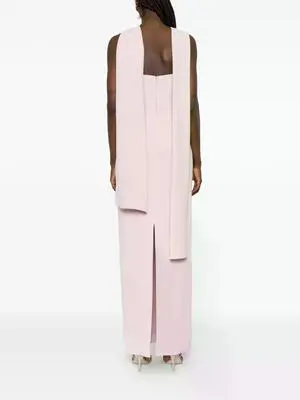 Solace London Petal Halterneck Draped-scarf Maxi Dress - Pink