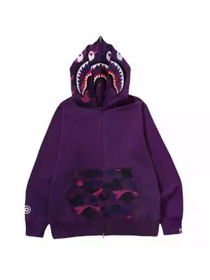 A BATHING APE Color Camo Shark Full-zip Hoodie - Purple