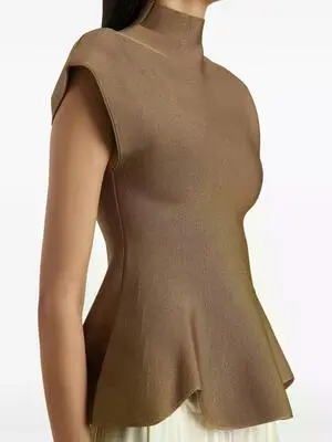 Khaite Andra Knit Peplum Top - Brown