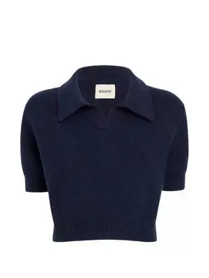 Khaite Leni Knit Polo Sweater - Blue
