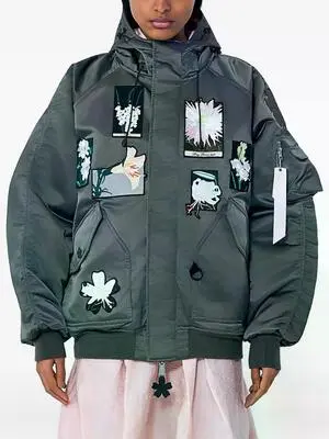 Cecilie Bahnsen Floral-appliqué Bomber Jacket - Green