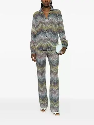 Missoni Zigzag-knit Flared Trousers - Blue