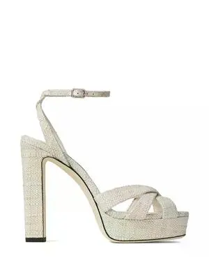 JIMMY CHOO Kove 120 Raffia Platform Sandals - Neutrals