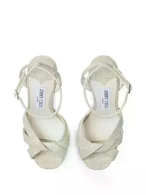 JIMMY CHOO Kove 120 Raffia Platform Sandals - Neutrals