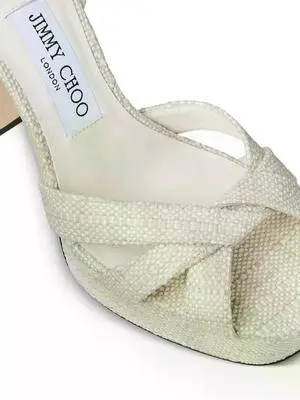 JIMMY CHOO Kove 120 Raffia Platform Sandals - Neutrals
