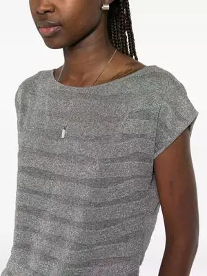 NEERA Striped Lurex T-shirt - Grey