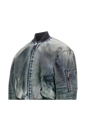 Balenciaga Faded-effect Denim Bomber Jacket
