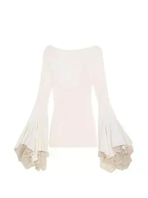 Blumarine Lace-trimmed Flared-sleeve Mini Dress