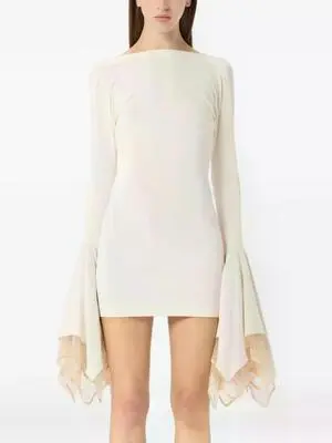 Blumarine Lace-trimmed Flared-sleeve Mini Dress