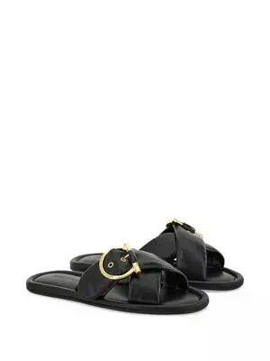 FERRAGAMO Gancini Buckled Nappa Leather Sandals - Black