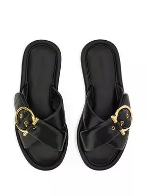FERRAGAMO Gancini Buckled Nappa Leather Sandals - Black