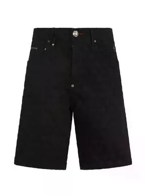 Philipp Plein Monogrammed Stretch Cotton Drill Bermuda Shorts