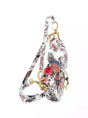 Dior Saddle Handbag With Strap Printed Leather Medium - Multicolour