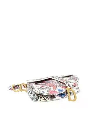 Dior Saddle Handbag With Strap Printed Leather Medium - Multicolour