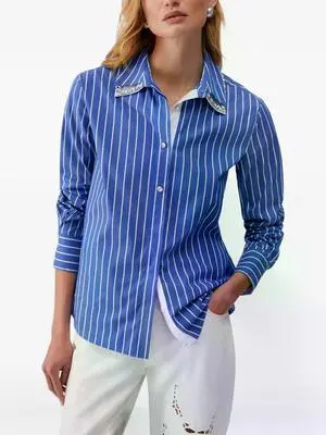 Liu Jo Striped Shirt With Jeweled Collar
