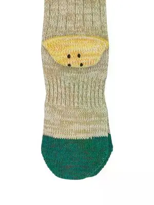 Kapital Striped Ribbed Knit Socks - Neutrals
