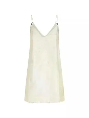 TELA Floral-print V-neck Mini Dress - Neutrals