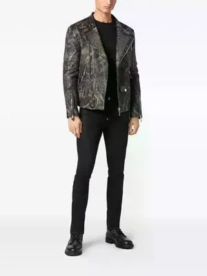Philipp Plein Skull Studded Biker Jacket