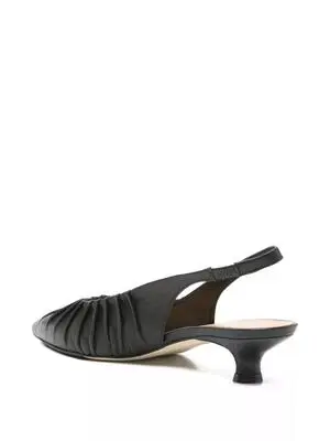 JULIE DEE Leather Ruched Pumps - Black