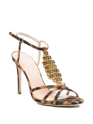 LELLA BALDI Animal-print Embellishment Sandals - Neutrals