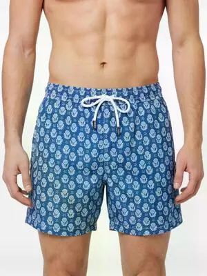 Fedeli Floral Print Swim Shorts - Blue