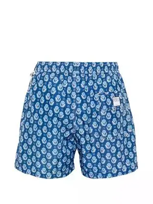 Fedeli Floral Print Swim Shorts - Blue