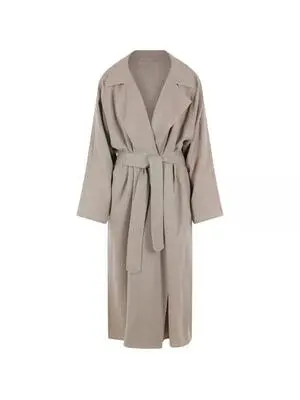 Dusan Belted Herringbone Pattern Coat