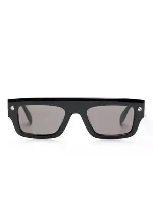 Alexander McQueen Logo-engraved Rectangular Sunglasses - Black