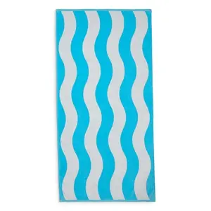 Aqua Wave Stripe Beach Towel Exclusive - Aqua