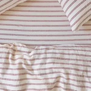PIGLET IN BED Kemptown Stripe Linen Blend Fitted Sheet, Queen