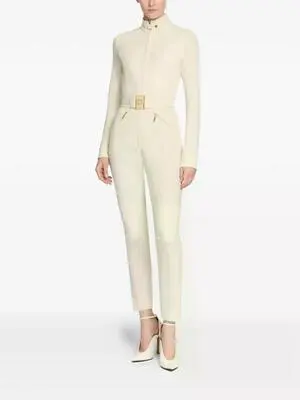 Elie Saab Belted Turtleneck Jumpsuit