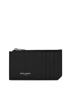 Saint Laurent Paris Fragments Zipped Card Case - Black