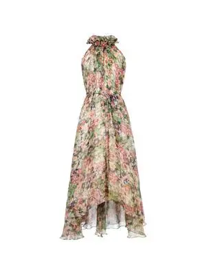 Saloni Floral Print Midi Dress