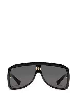 Dolce & Gabbana Geometric Frame Sunglasses With Logo Plaque - Black