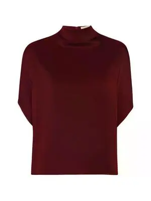 Lapointe Satin Cape Blouse - Red